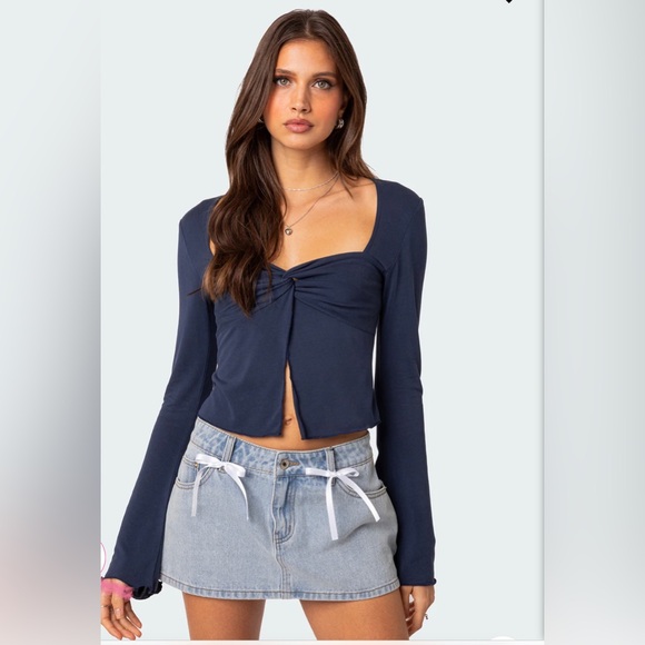 Edikted | Tops | Navy Edikted Long Sleeve Top | Poshmark